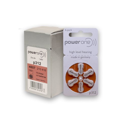 P312 Hearing Aid Battery PowerOne Zinc Air 1.45V PowerOne P312 Battery ...