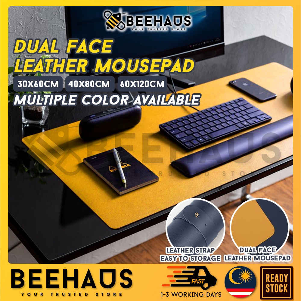BEEHAUS Double Side Mouse Pad Large Leather Mousepad Study Desk Mat ...