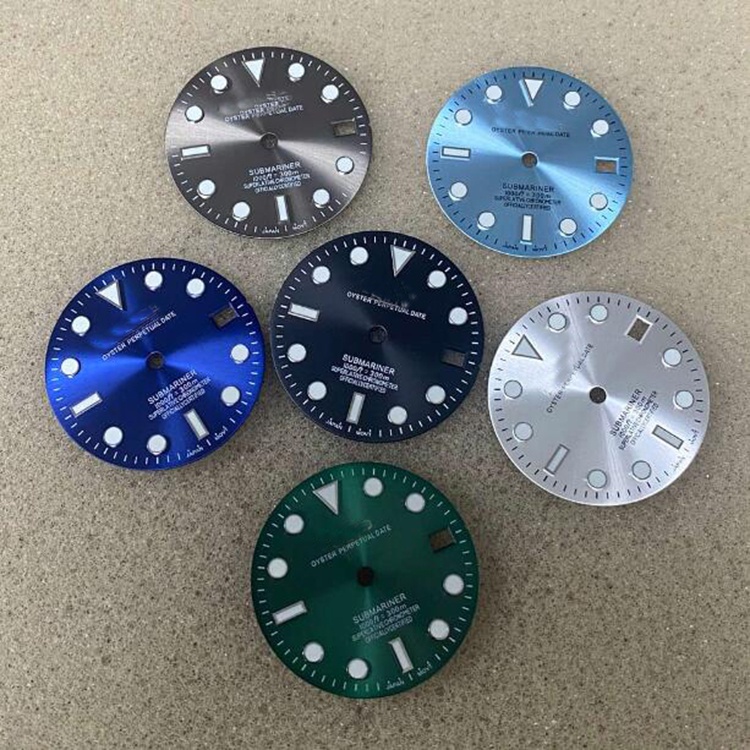 28.5mm Green Luminous SUB Sun Pattern Round Nail Watch Dial for Japan ...