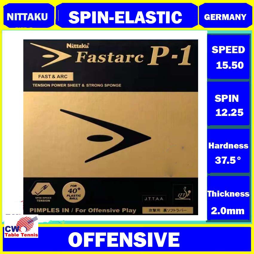 NITTAKU Fastarc P-1 P1 Spin-Elastic Inverted Table Tennis Rubber Sheet Ping Pong Getah Made in ...