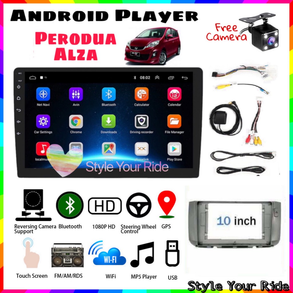 ANDROID PLAYER WITH PERODUA ALZA PLAYER CASING , PLUG AND PLAY SOCKET ...