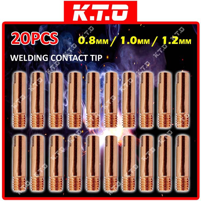 20PCS 0.8MM / 1.0MM / 1.2MM MB15 Contact Tip Welding Torch CO2 MIG Welding Tip Accessories ...