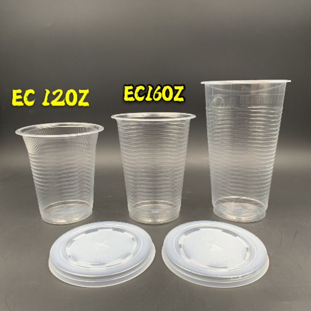 EC 12oz / 16oz PP Cup with flat lid (100pcs+-) READY STOK A12C / A16C ...