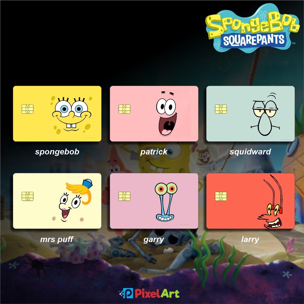 STICKER BIKINI BOTTOM SKIN CARD PROTECTOR ATM SIM KTP E-MONEY SPONGEBOB ...