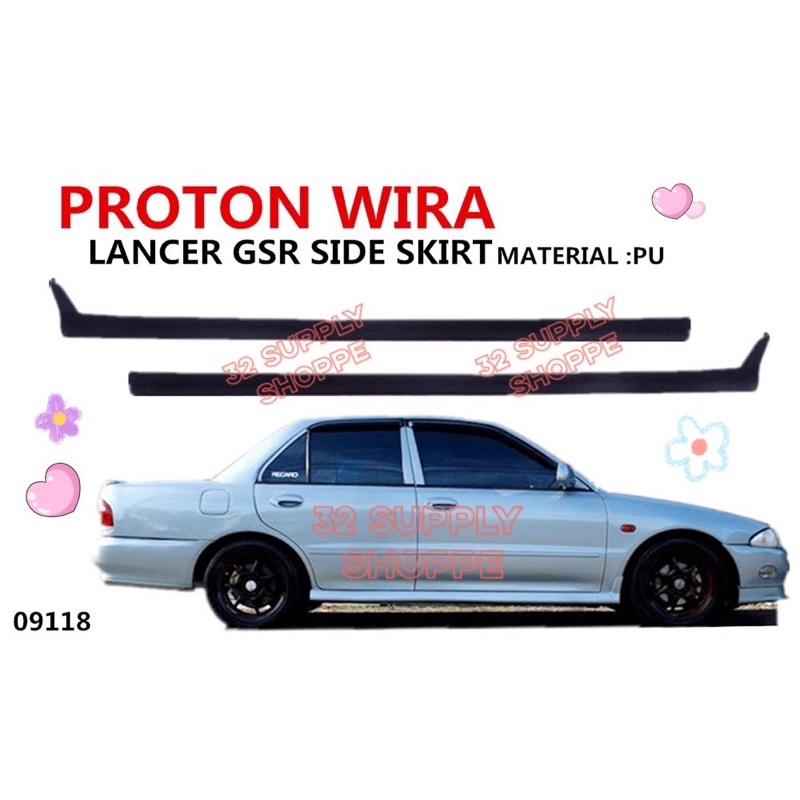 WIRA SIDE SKIRT LANCER GSR SET LIP PU 车桥 For WIRA SEDAN / AEROBACK EVO3 ...