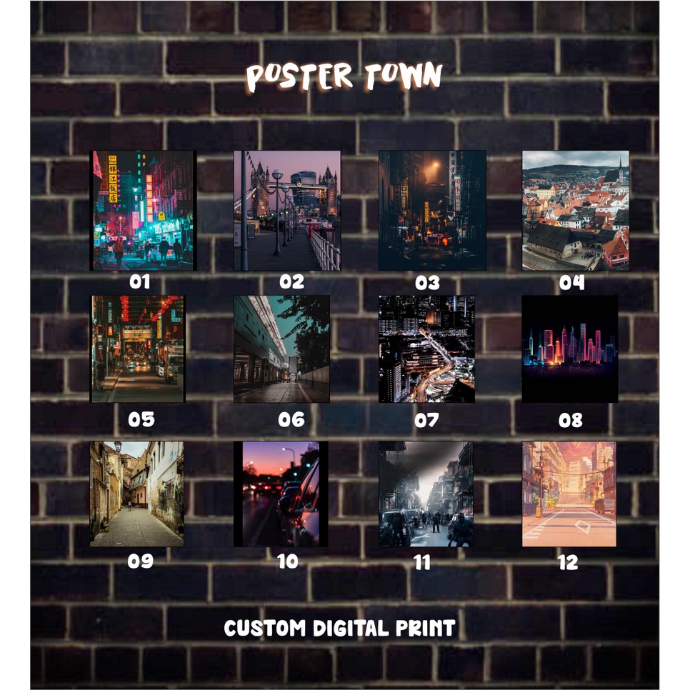 HIASAN DINDING Poster TOWN AESTHETIC 1set | Wall Decoration POSTER TOWN ...