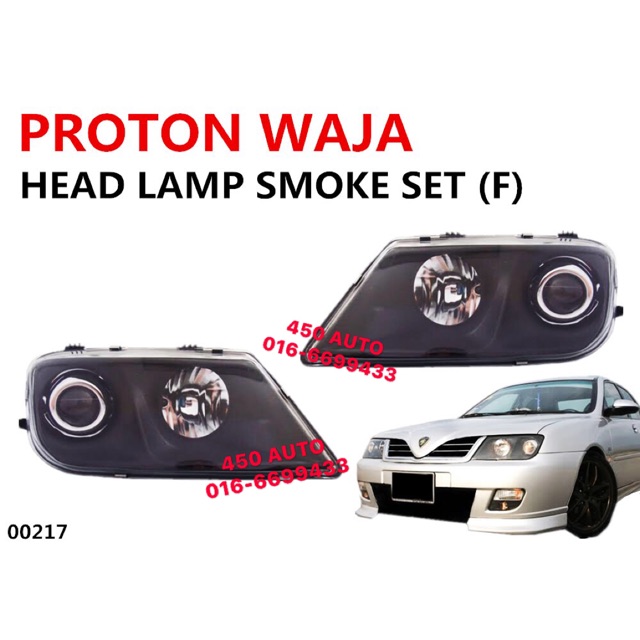 PROTON WAJA 2000 HEAD LAMP FULL SMOKE BLACK SET // LAMPU BESAR HITAM ...