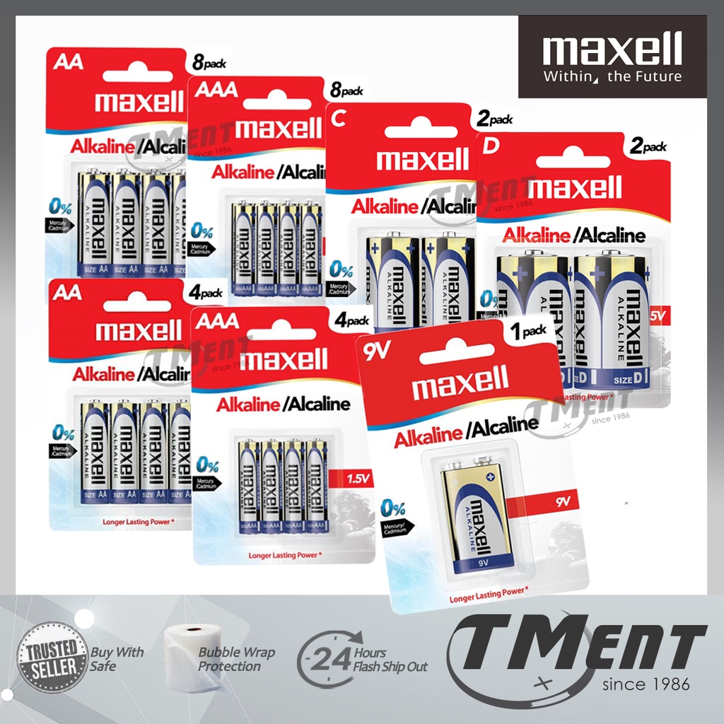 Maxell Alkaline AA / AAA / 9V / C / D Long Lasting Heavy Duty Alkaline ...