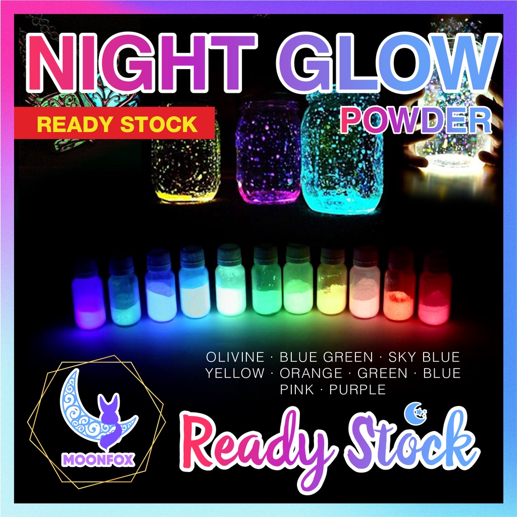10 color Glow in The Dark Powder Paint Sand Night Glow UV Safe NonToxic ...