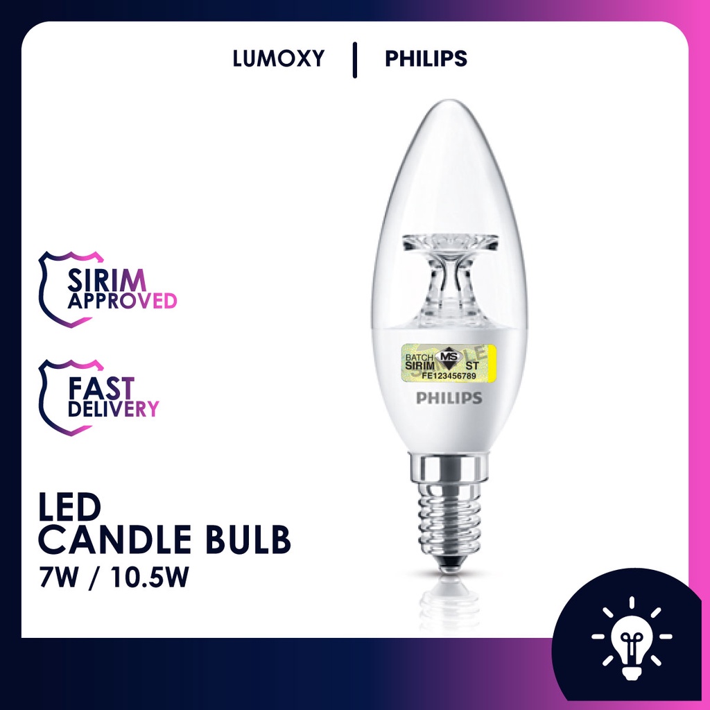 LMY_ Philips LED E14 Candle Bulb 5.5W Mentol Light Lampu Wall Table ...