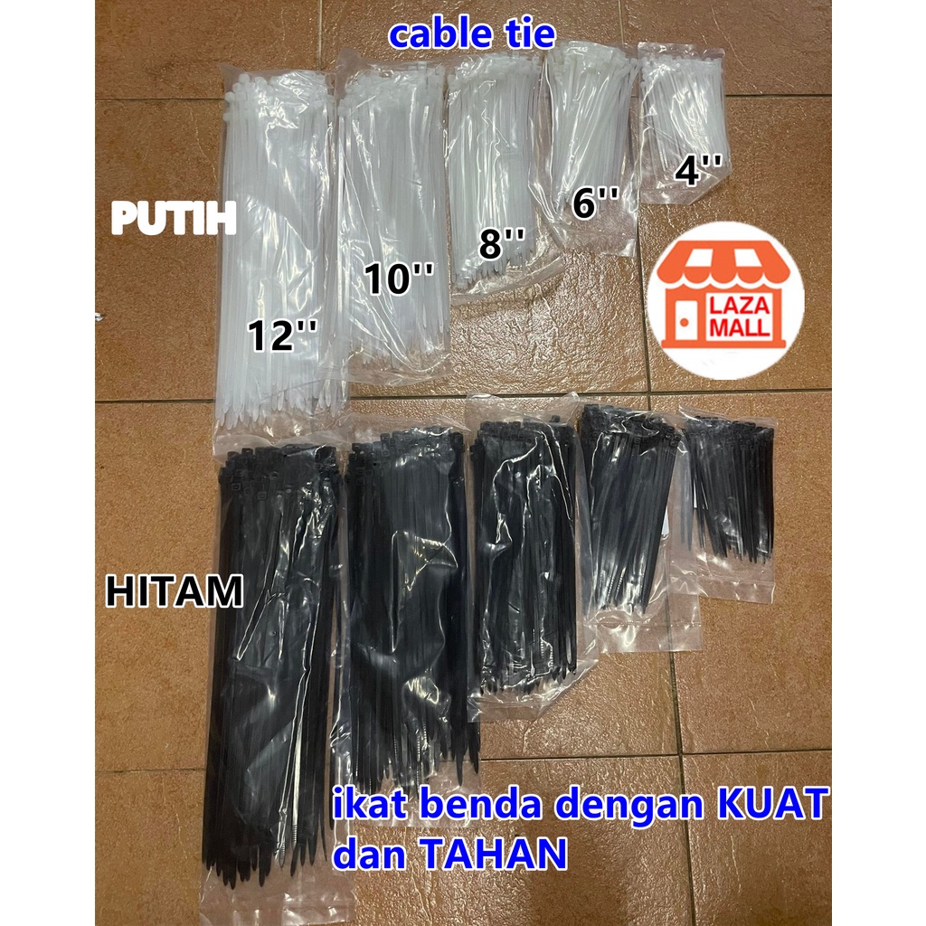 【100 Pcs/ Pack】4"/6"/8"/10"/12" Wire Cable Ties nylon Pengikat Kabel ...