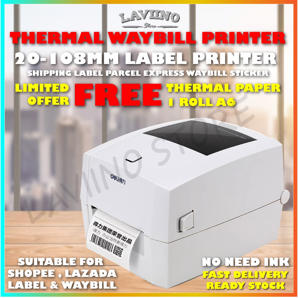 DELI Thermal Label Printer Shopee Lazada DL-888D to Print Air Waybill ...