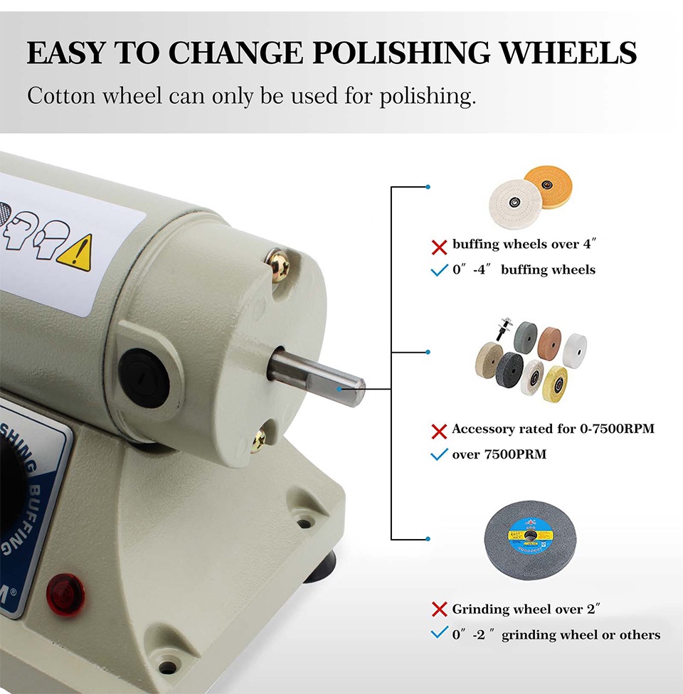 Double-Head Tabletop Cloth Wheel Polisher Small Power Adjustable Speed ...
