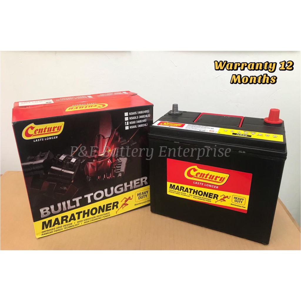 Century Marathoner NS60/NS60S (46B24R/46B24RS) Maintenance Free Battery ...