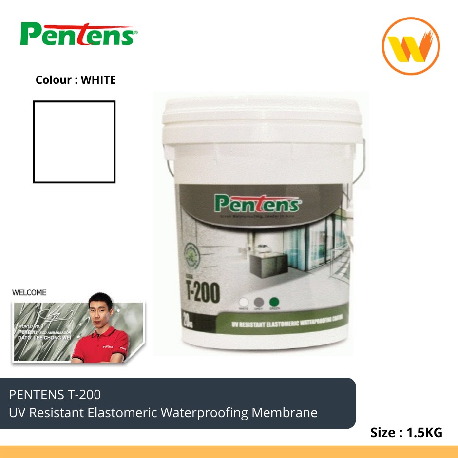 1.5kg Pentens T-200 UV Resistant Elastomeric Waterproofing Coating Flat ...