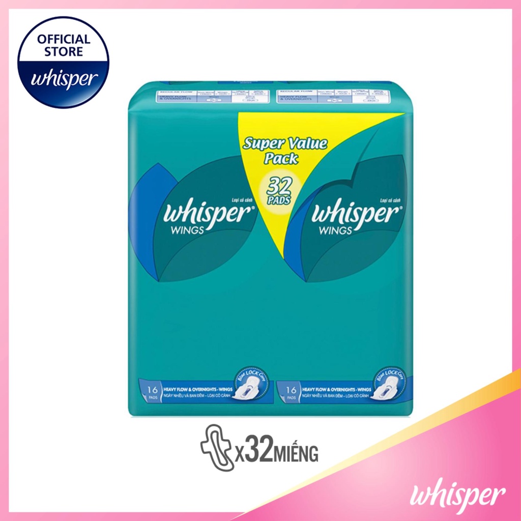 Whisper Sanitary Napkin Basic Series with Wings for Day and Night 28CM ...