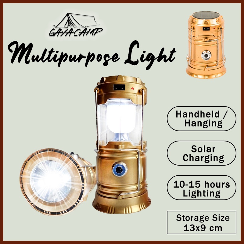 GAYACAMP 2in1 Camping Light Outdoor Torchlight 🔥 Vintage Solar Charge ...