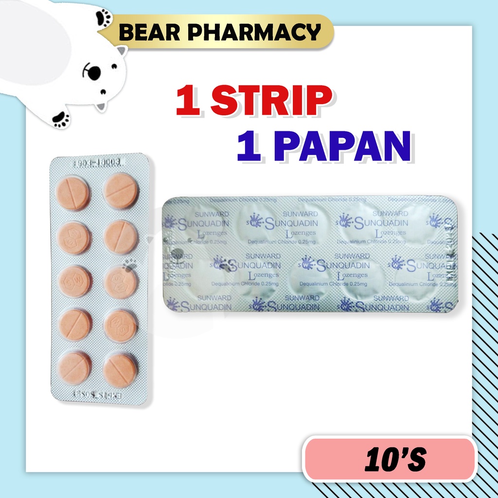 SUNWARD Sunquadin Throat Lozenges Anti Bakteria 10's/ 3x10's/ 5x10's [Exp:08/27] - Sakit Tonsils ...