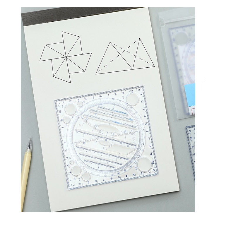Multifunctional Drawing Ruler Rotatable Geometric Shape Mathematic ...