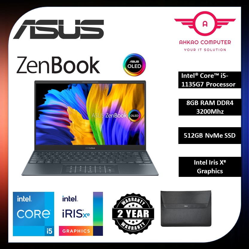 Asus ZenBook 13 UX325E-AKG706WS 13.3'' OLED FHD Laptop Pine Grey ( I5 ...