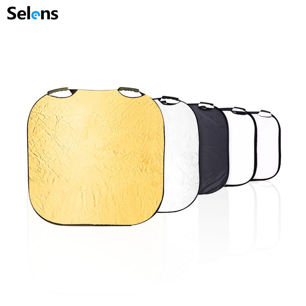 Selens Photography Reflector with Handle 5 in 1 Collapsible Square ...