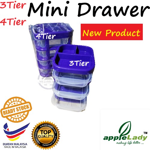 Applelady 3 Tier/ 4 Tier Plastic Mini Drawer Plastic Holder Storage Box ...