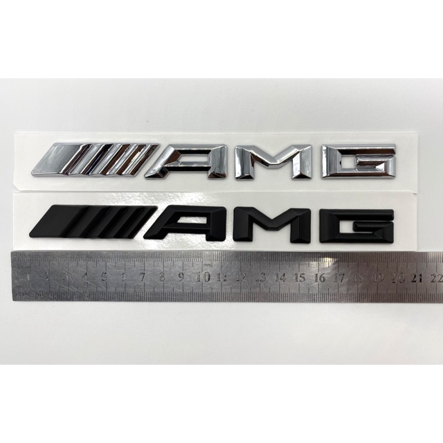 New Mercedes Benz AMG Emblem Logo Chrome / Matt Black AMG Wording ...