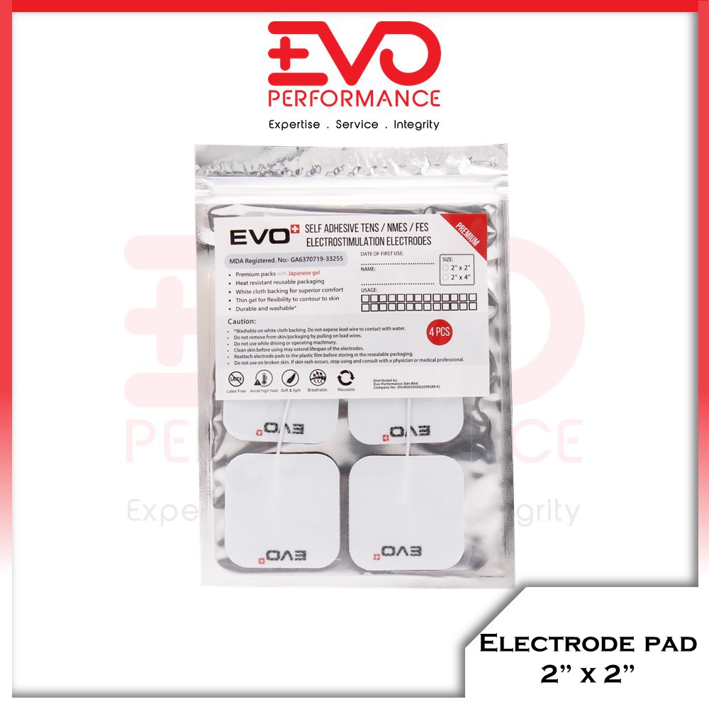 EVO+ Electrode Pads for Tens Unit - Self Adhesive Tens/NMES/FES ...