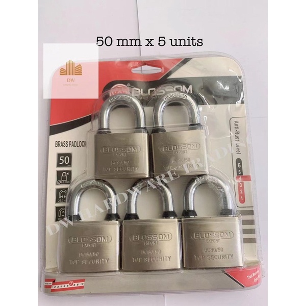🔥READY STOCK🔥TOP SECURITY BLOSSOM BRASS PADLOCK 50mm x 5 pcs Set ANTI CUT /HEAVY DUTY SECURE ...