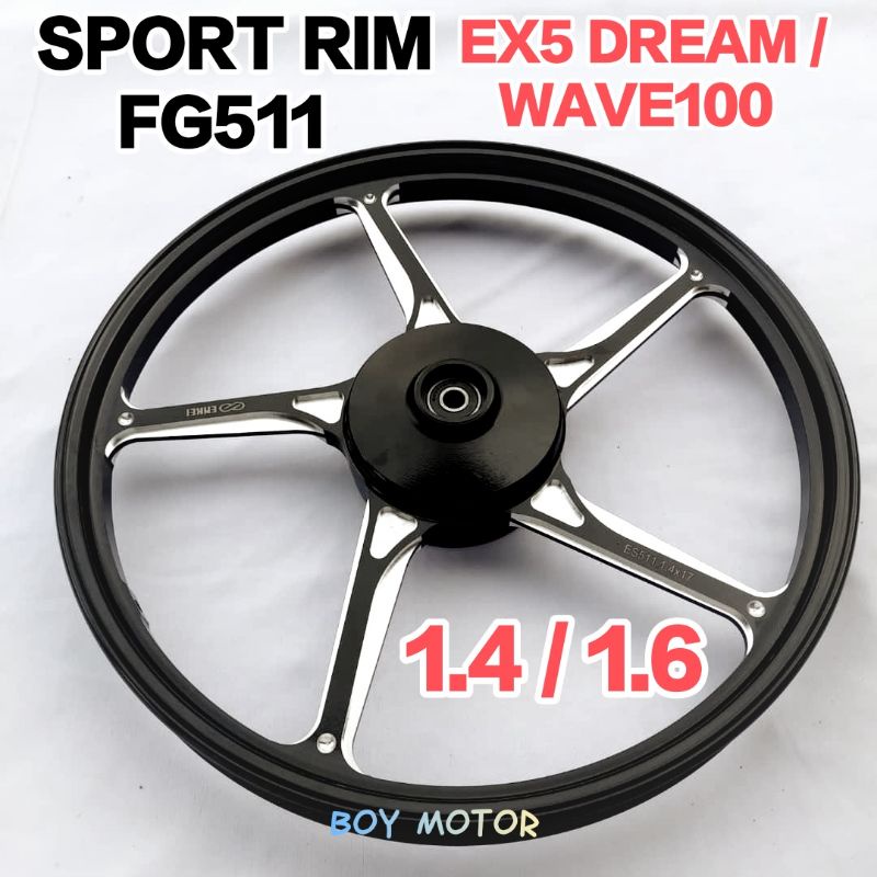 SPORT RIM FG511 511ENKEI HONDA WAVE100 EX5 DREAM 1.4/1.6-17 WARNA HITAM ...