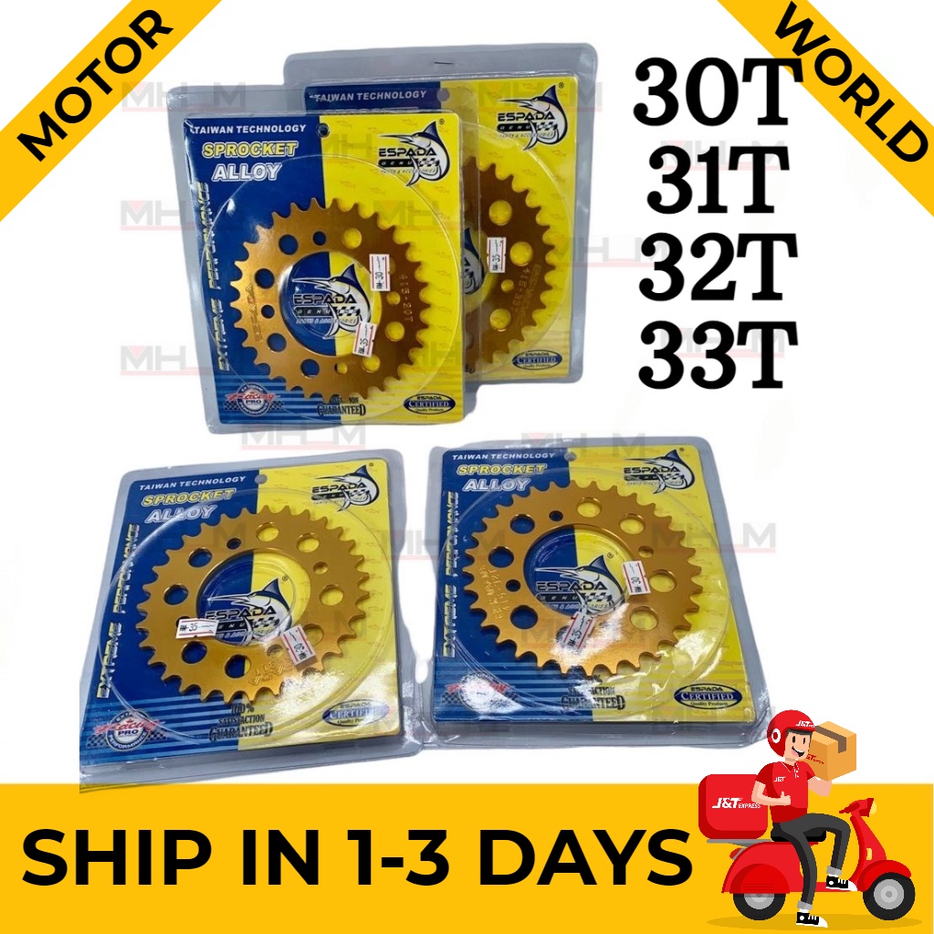 ORIGINAL 💯 SPROCKET ALLOY RACING 415 RXZ LC135 Y125Z ESPADA 30T 31T 32T 33T GOLD SPROCKET ...
