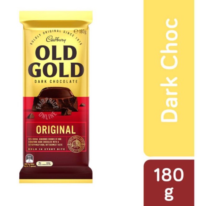 Cadbury Old Gold Dark Chocolate Bar Original, 45% Cocoa 180g | Shopee ...