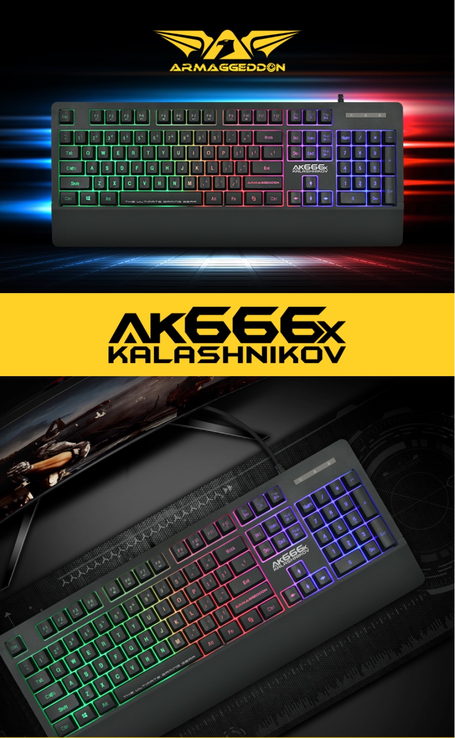 Armaggeddon AK-666X Spill Proof Kalashnikov Backlit Membrane Gaming ...