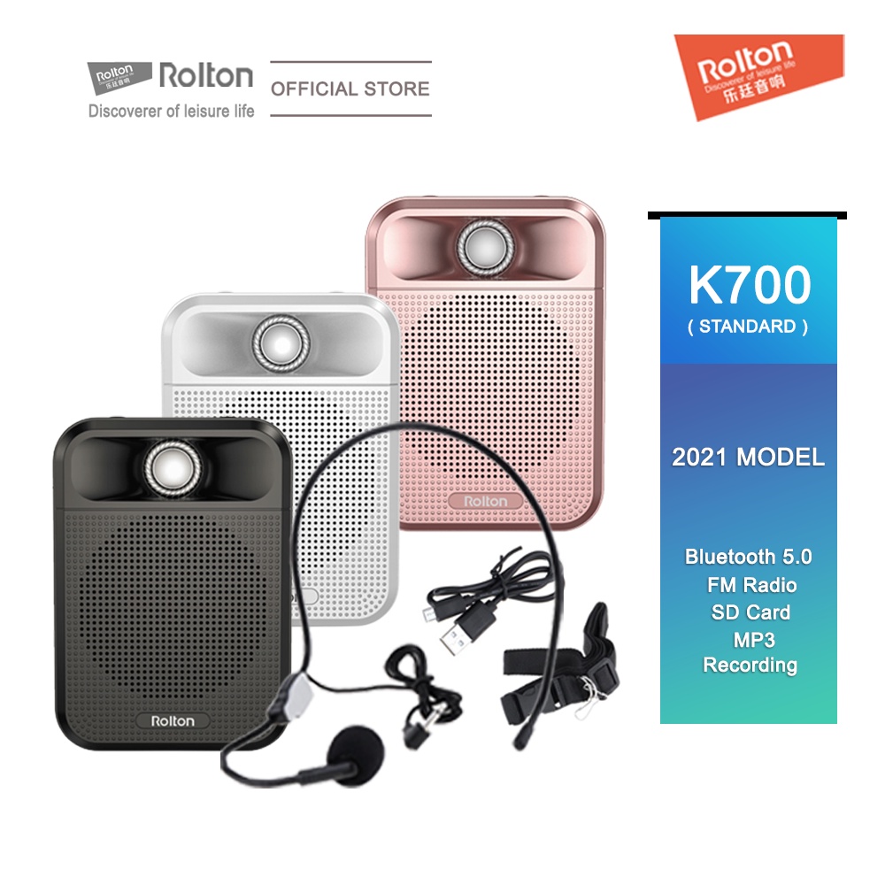Rolton K700 Voice Amplifier Microphone Portable Bluetooth 5.0 Speaker ...
