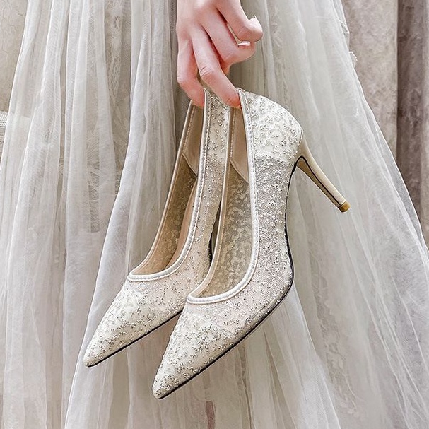 Lace Beads Wedding Kahwin Nikah Heels Size 34 to 41 | Shopee Malaysia