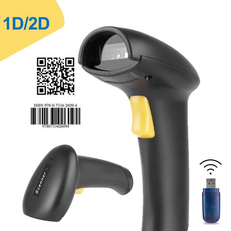 USB Wired or 2.4G Wireless Laser Barcode Scanner POS Reader long range ...