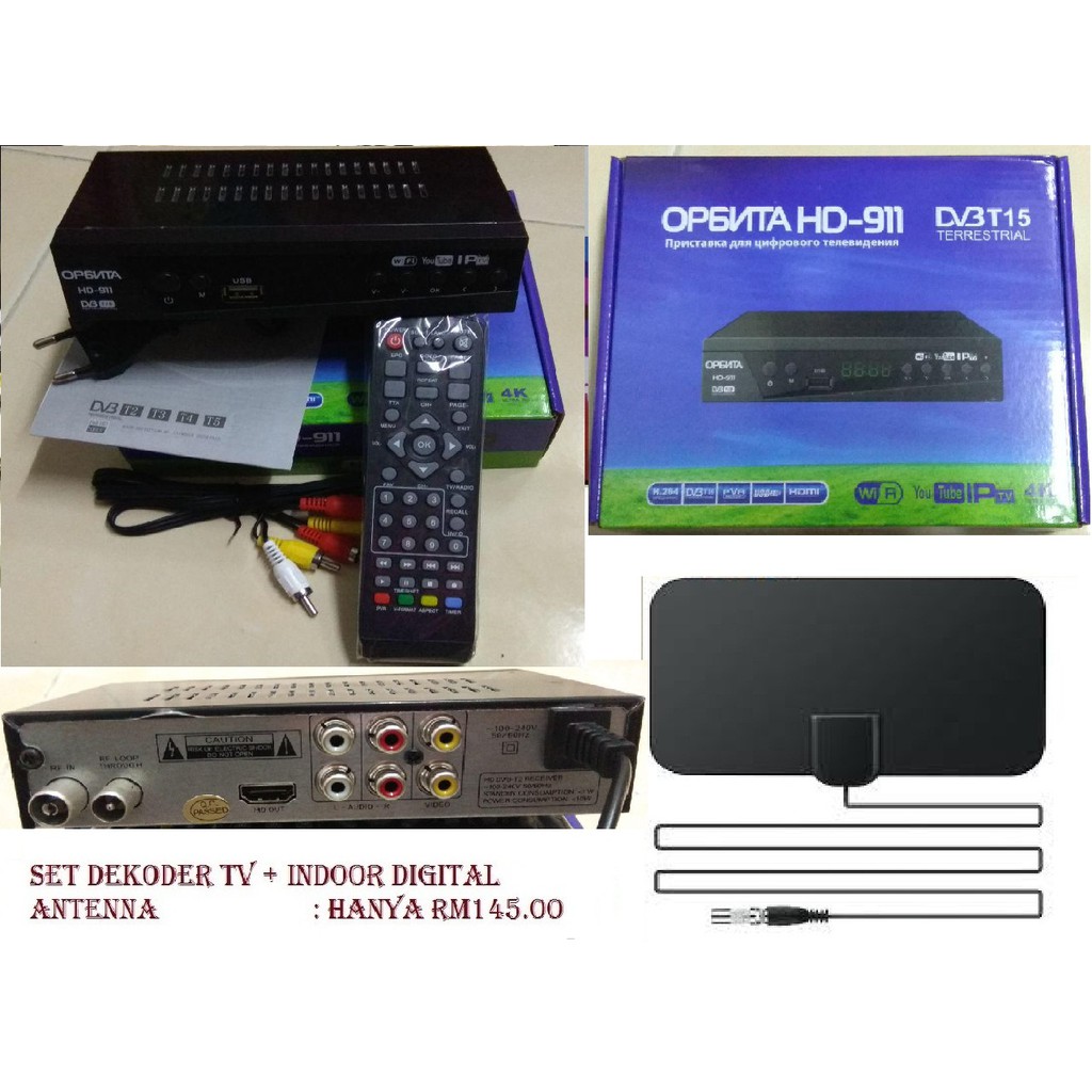 DEKODER TV TERBARU + WIFI DENGAN ANTENNA INDOOR DIGITAL | Shopee Malaysia