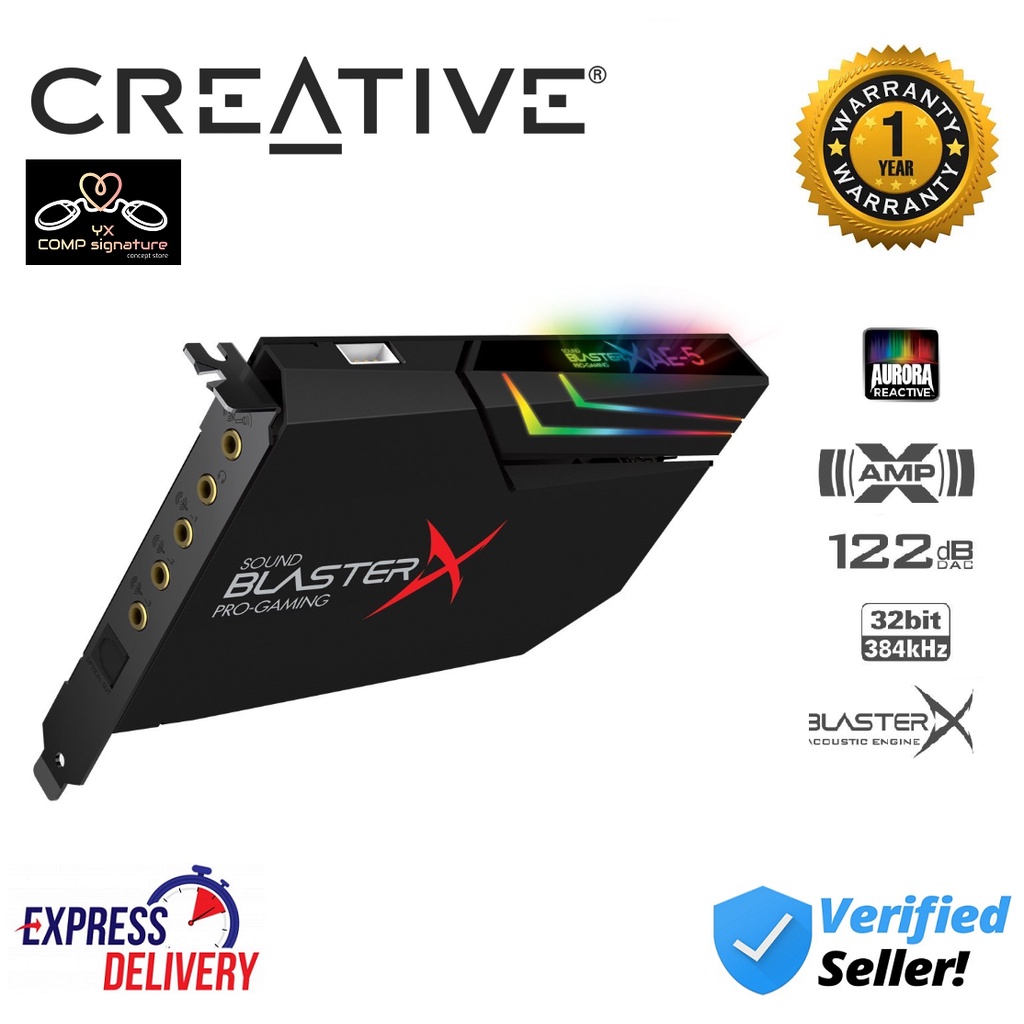 Creative Sound BlasterX AE-5 Hi-Revolution RGB PCIe Gaming Sound Card ...