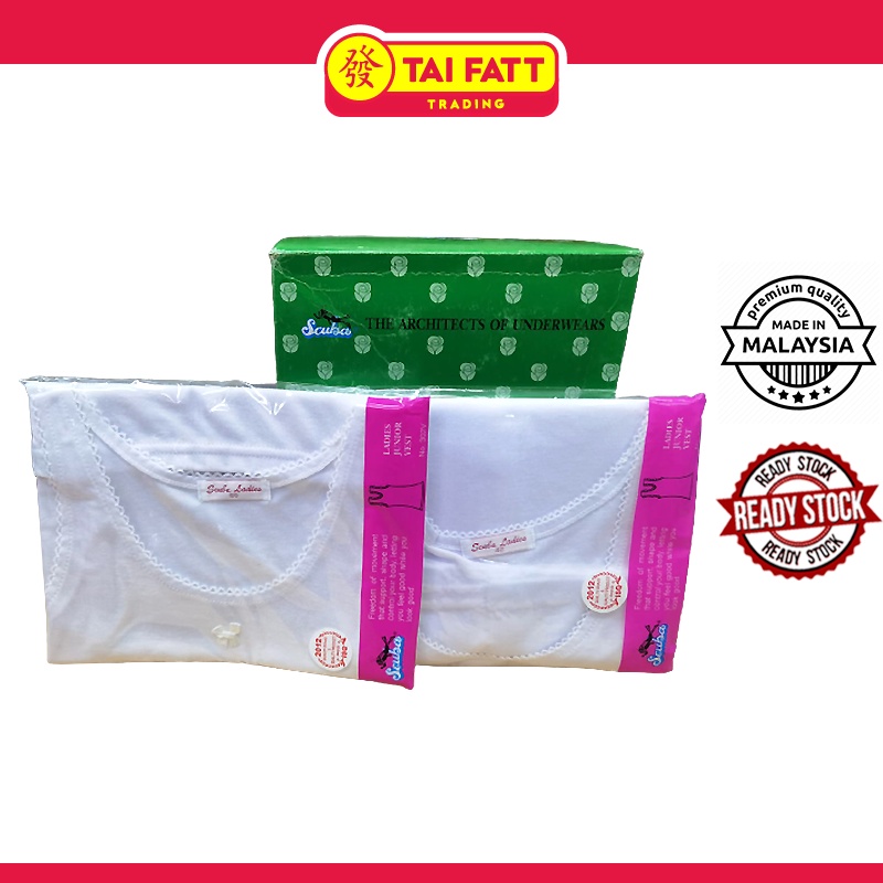 Tai Fatt Scuba Girl's Singlet White 100%Cotton Singlet Budak Perempuan ...