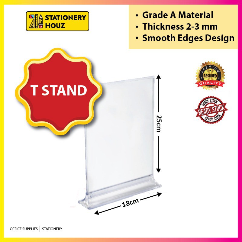 Quality Acrylic Display Stand (B5, A4, A5) T-Stand L-Shape | Portrait ...