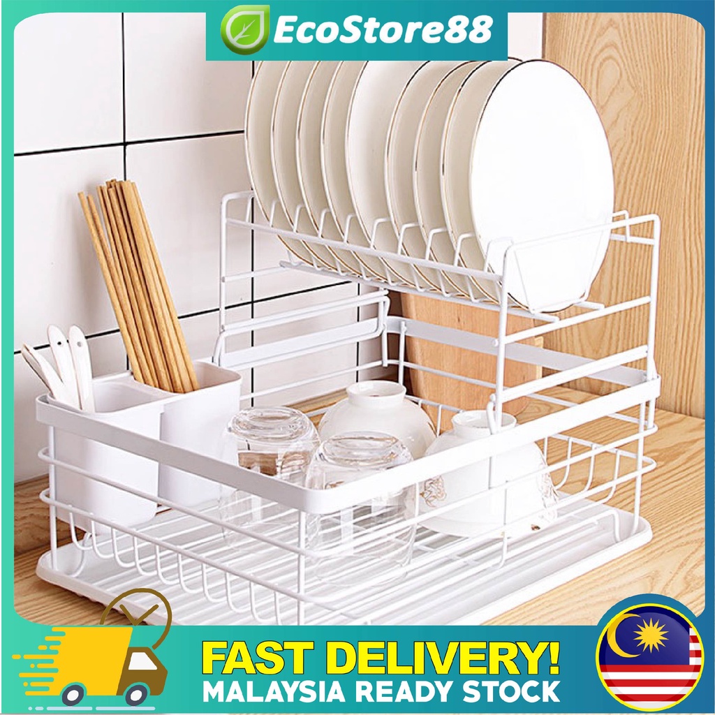 Japanese Style Minimalist Double Layer Dish Rack Dish Drainer ...