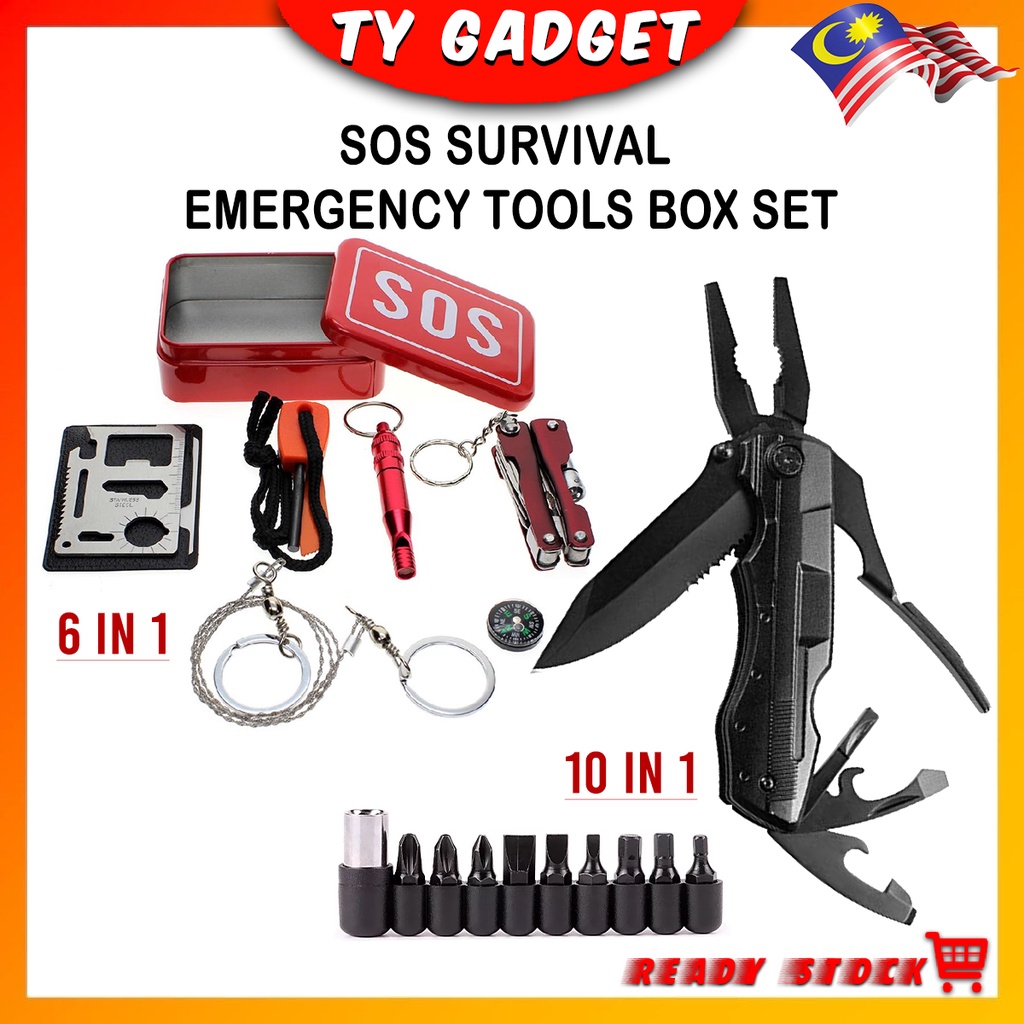 Camping SOS box / 10IN1 Multitool Hiking Outdoor Survival Box Portable ...