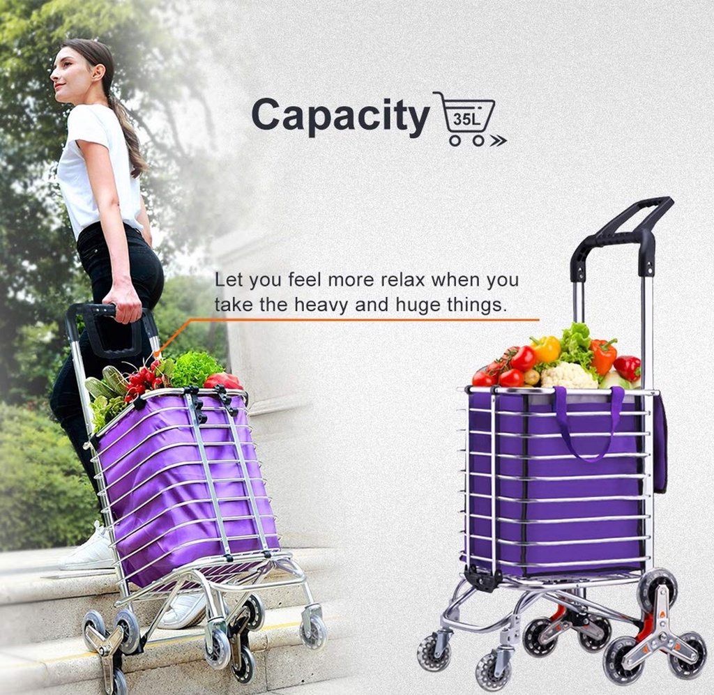 🔥🛒UPGRADE SEAT COVER Climb Stairs Aluminum Alloy Trolley Shopping Cart ...