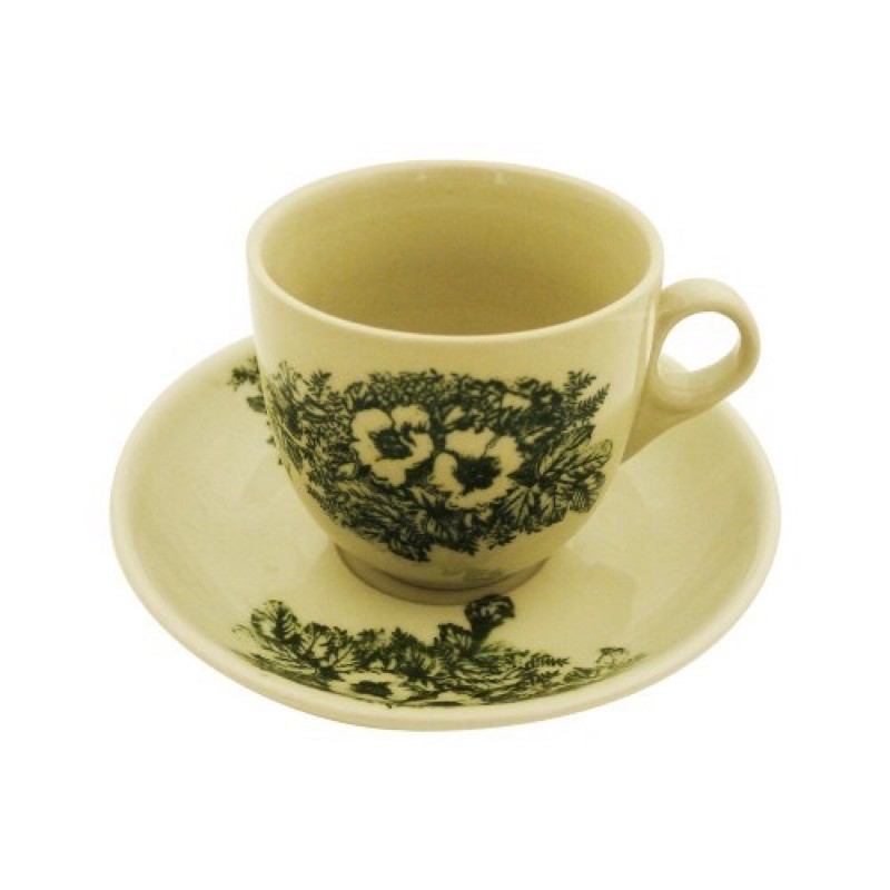 Traditional Chinese Floral Coffee Kopi / Vintage Kopitiam Green Flower ...