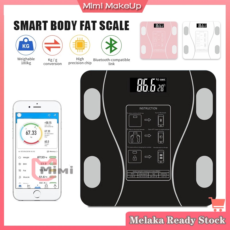 Smart Bluetooth Body Fat Scale USB Rechargeable Digital Weight Scale ...