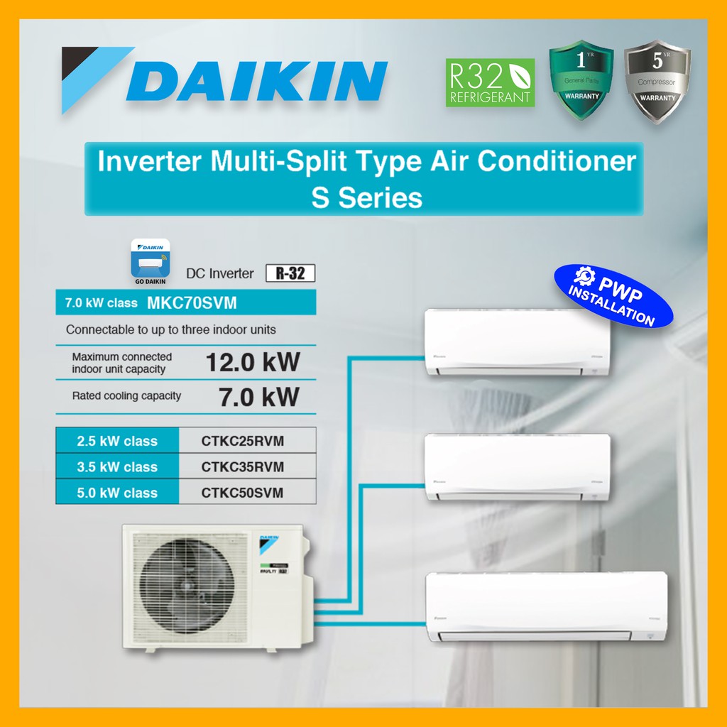 Daikin Multi Split Inverter R32 Wall Mounted Air Conditioner MKC Series ...
