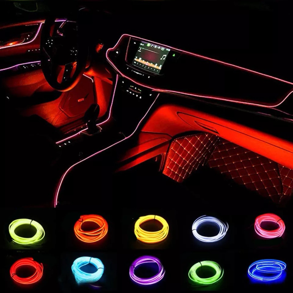 USB Car Interior Lighting LED Strip Decoration Garland Wire Rope Tube ...