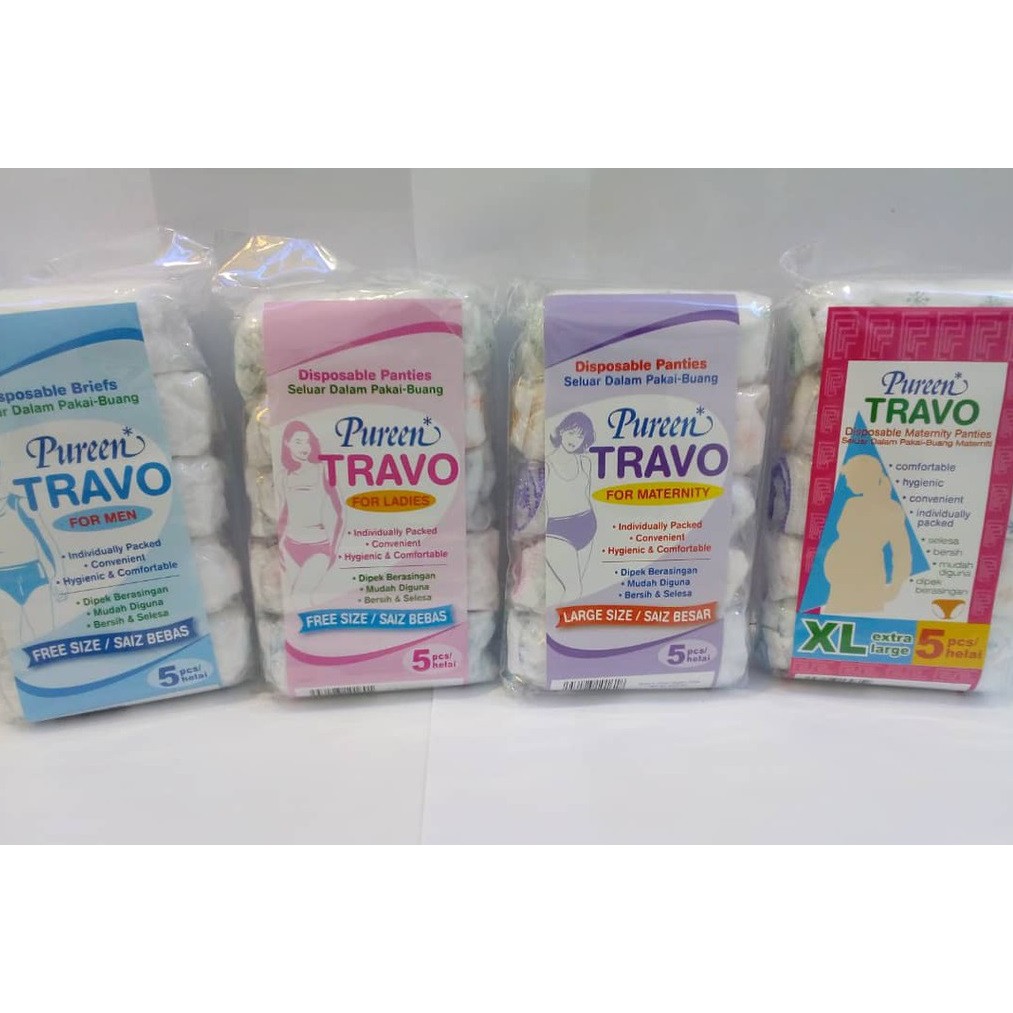 Pureen Travo Disposable Briefs / Panties (5's) (For Men Free Size ; For ...