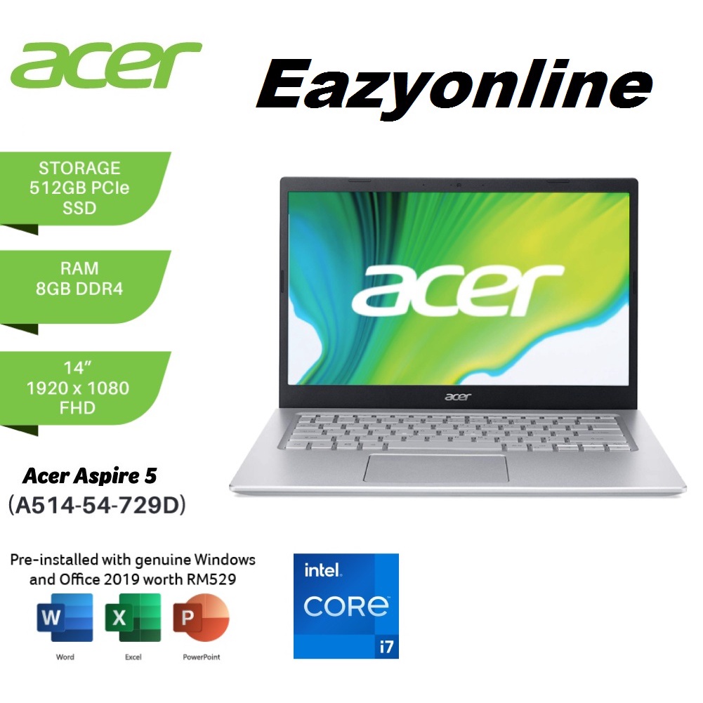 Acer Aspire 5 A514-54-729D 14'' FHD Laptop Safari Gold ( i7-1165G7, 8GB ...