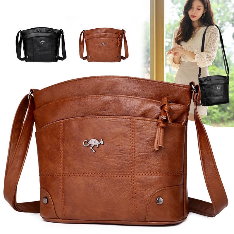 Ready Stock Kangaroo Leather Texture Female Bag Messenger Bag Retro ...